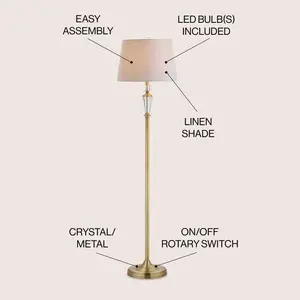 JONATHAN Y Harper Crystal / Metal Led Floor Lamp