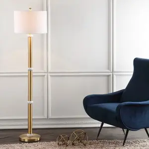 JONATHAN Y Gregory Metal/marble Led Floor Lamp - Brass Gold/white