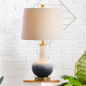 JONATHAN Y Gradient Ceramic/brass Led Table Lamp - White/navy