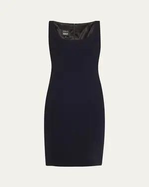 Akris Scoop Neck Wool Crepe Sheath Dress