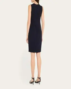 Akris Scoop Neck Wool Crepe Sheath Dress