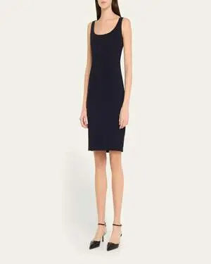 Akris Scoop Neck Wool Crepe Sheath Dress