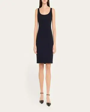 Akris Scoop Neck Wool Crepe Sheath Dress