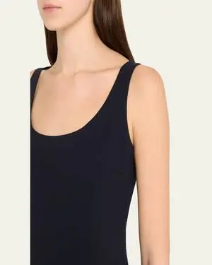 Akris Scoop Neck Wool Crepe Sheath Dress