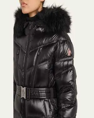 Moncler Bernis Down Ski Jacket With Shearling Trim