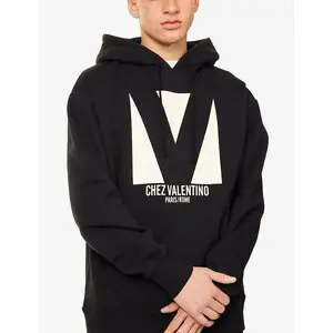 Valentino Garavani Logo-print Relaxed-fit Cotton-jersey Hoody - Nero