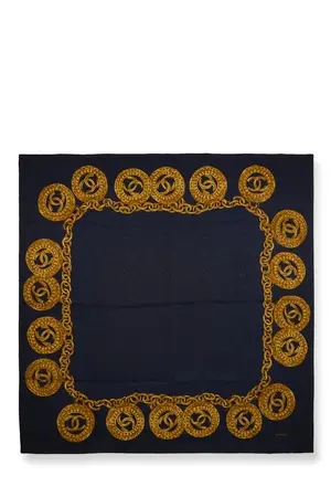 Chanel Silk 'cc' Scarf - Navy