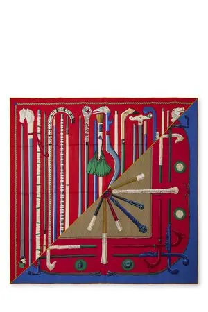 Hermès Multicolor 'cannes Et Cannes' Silk Scarf 90