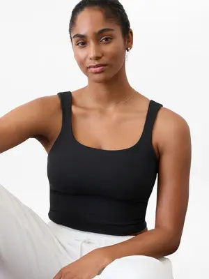 Athleta Transcend Square Neck Crop Sports Bra D-dd - Black