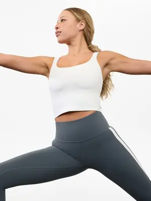 Athleta Transcend Square Neck Crop Sports Bra D-dd - Bright White