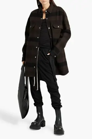Rick Owens Oversized Checked Wool Jacket - Charcoal