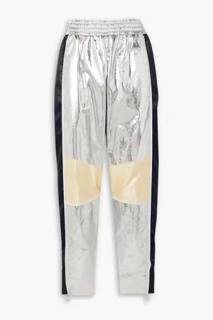 Rabanne Metallic Coated Cotton Tapered Pants - Silver