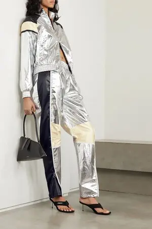 Rabanne Metallic Coated Cotton Tapered Pants