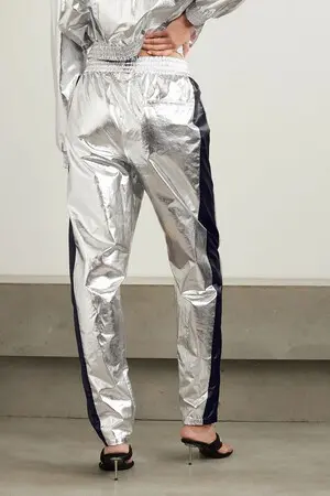 Rabanne Metallic Coated Cotton Tapered Pants