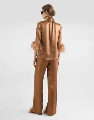 Dolce & Gabbana Double Silk Satin Pajama Pants - Beige