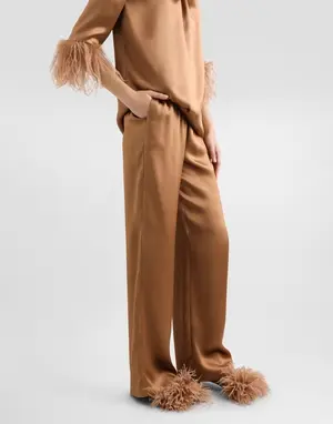 Dolce & Gabbana Double Silk Satin Pajama Pants - Beige