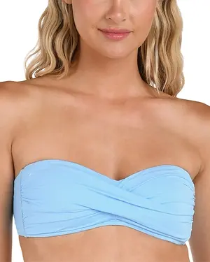 La Blanca Twisted Bandeau Bikini Top - Crystal Blue
