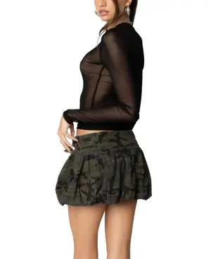 EDIKTED 88 Rhinestone Sheer Mesh Top