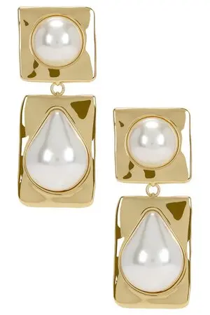 Retrofete Savannah Pearl Drop Earrings - Gold