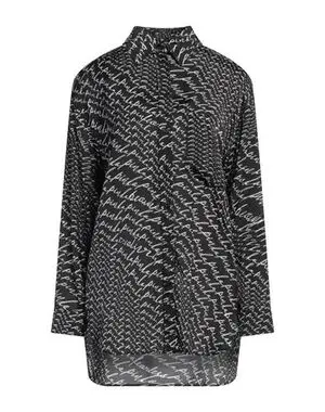 Pinko Viscose Shirt With Logo Print - Black