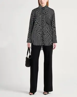 Pinko Viscose Shirt With Logo Print - Black