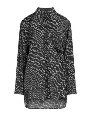 Pinko Viscose Shirt With Logo Print - Black