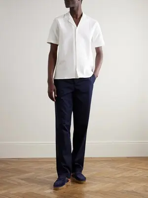 Orlebar Brown Maitan Camp-collar Crocheted Cotton Shirt - White