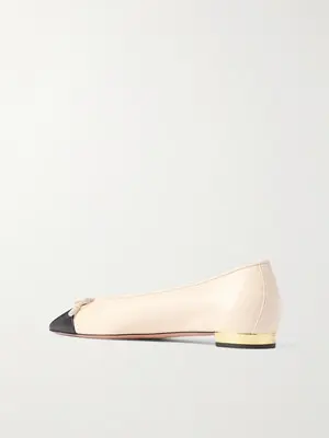 AQUAZZURA Gioia Two-tone Leather Ballet Flats - Cream