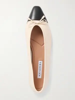 AQUAZZURA Gioia Two-tone Leather Ballet Flats - Cream