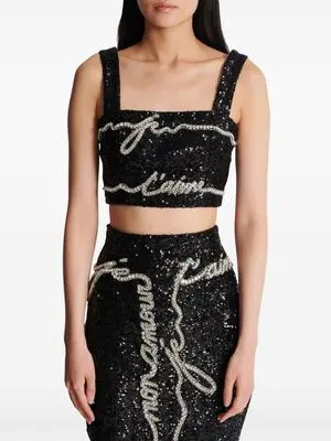 Balmain Sequinned Cropped Top