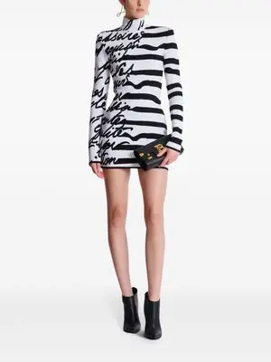 Balmain Intarsia-knit Logo Mini Dress