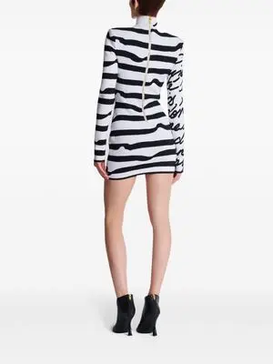 Balmain Intarsia-knit Logo Mini Dress