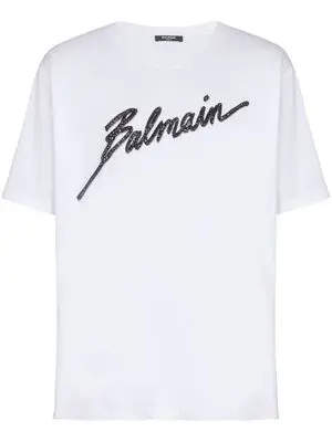 Balmain Logo-embroidered T-shirt - White