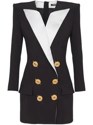 Balmain Satin Mini Dress - Black