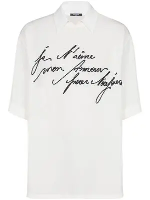 Balmain Embroidered Love Letter Polo Shirt - White