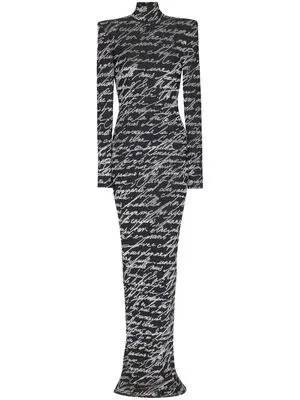Balmain All-over Slogan-print Maxi Dress