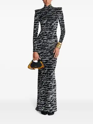 Balmain All-over Slogan-print Maxi Dress