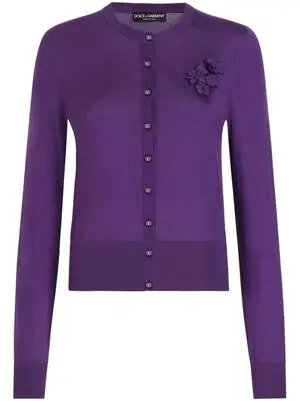 Dolce & Gabbana Floral Appliqué Cardigan - Purple