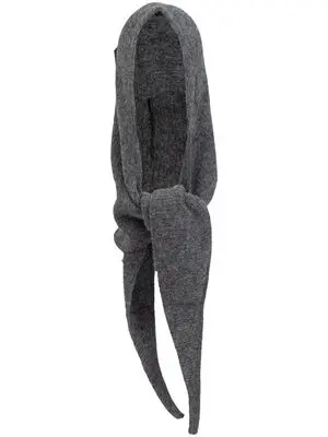 GANNI Knitted Balaclava With Scarf - Grey