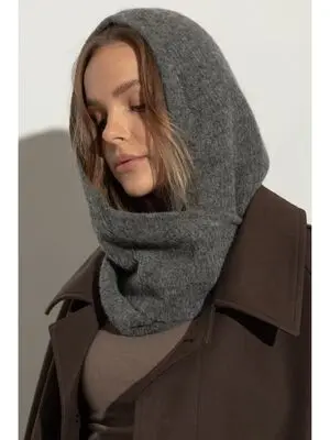 GANNI Knitted Balaclava Scarf - Grey