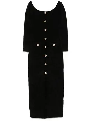 SELF-PORTRAIT Chenille Knit Maxi Dress - Black