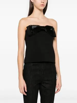 SELF-PORTRAIT Crepe Bandeau Top - Black