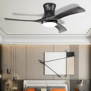 GOUUN 52 Inch Flush Mount Ceiling Fan With Led - Black