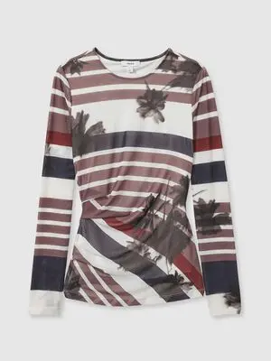 REISS Cara Ruched Stripe Top