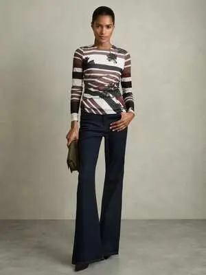 REISS Cara Ruched Stripe Top