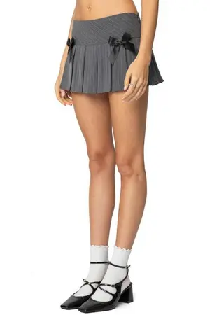 EDIKTED Bowen Pleated Pinstripe Mini Skirt