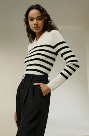 Lilysilk Striped Merino Wool Sweater