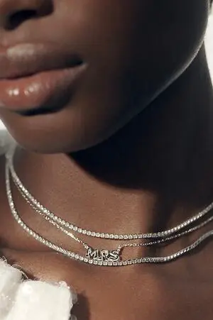 Anthropologie Mrs. Bubble Letter Necklace - Silver