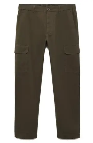 Mango Straight Leg Twill Cargo Pants
