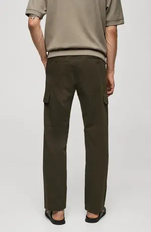 Mango Straight Leg Twill Cargo Pants